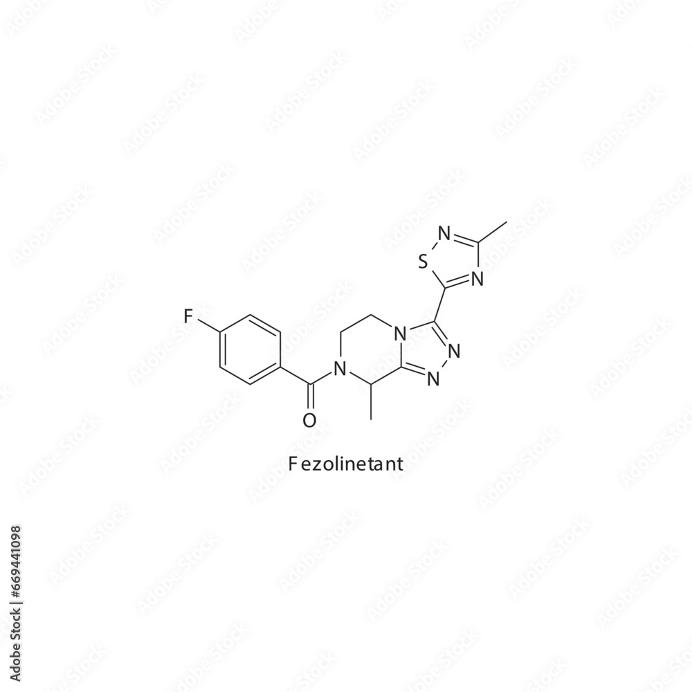 Fezolinetant flat skeletal molecular structure Neurokinin receptor ...