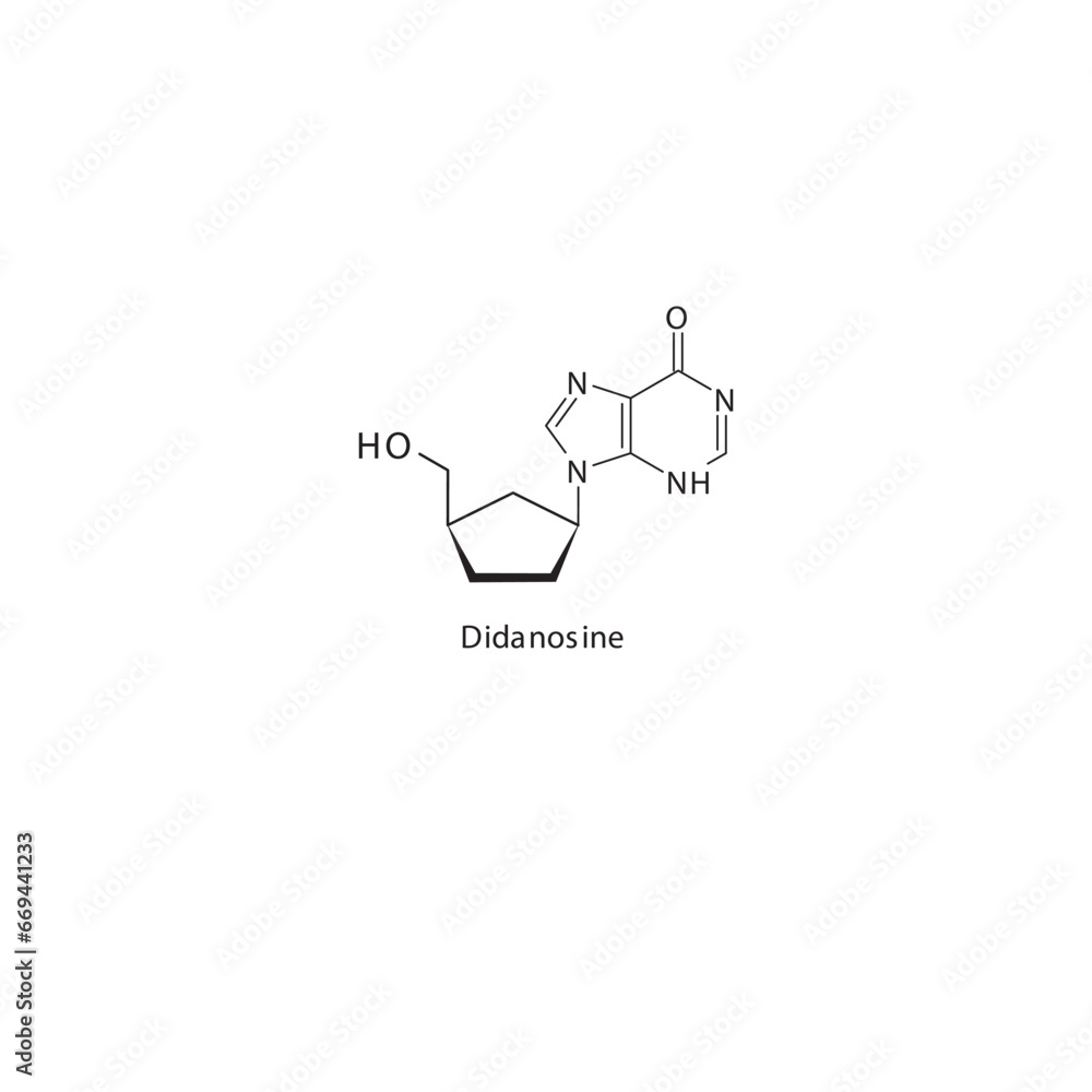 Didanosine flat skeletal molecular structure Reverse-transcriptase ...