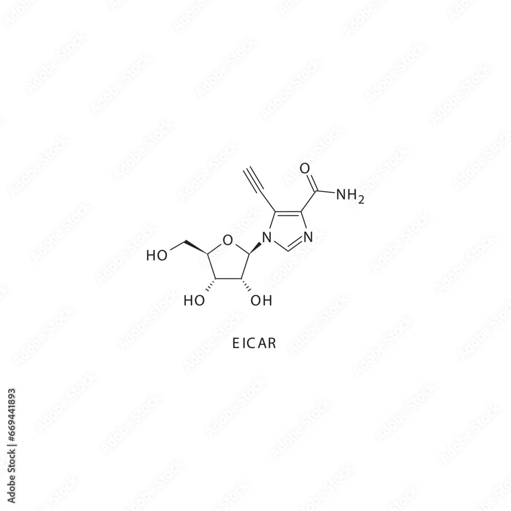 EICAR flat skeletal molecular structure Antiviral drug used in ...