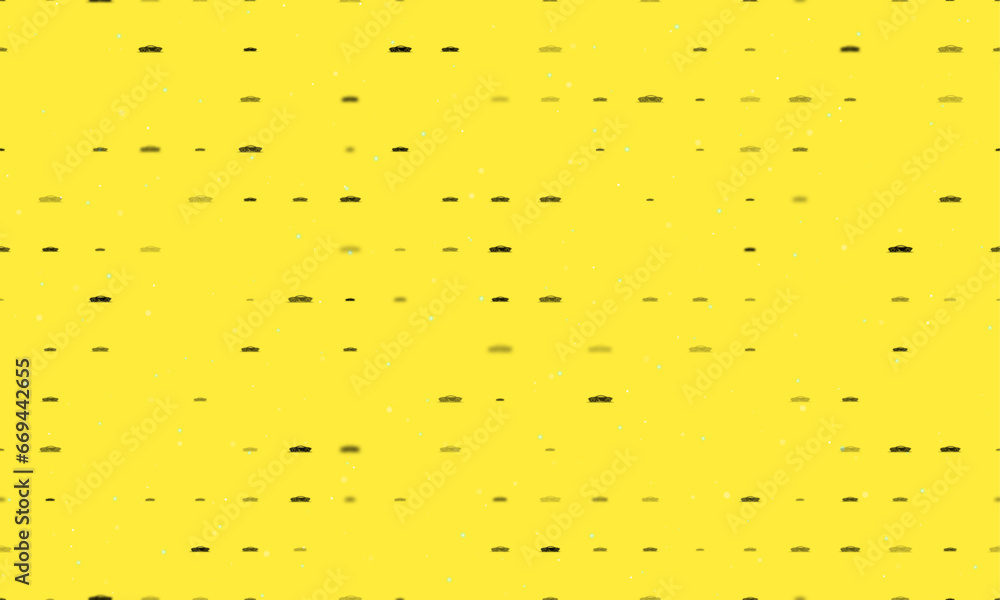 Seamless background pattern of evenly spaced black future car symbols ...