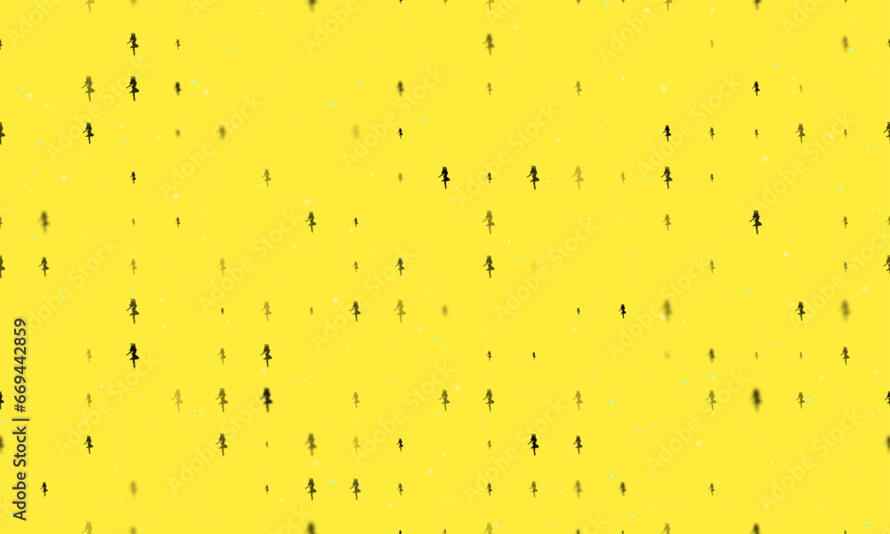Seamless background pattern of evenly spaced black ballerina symbols of ...