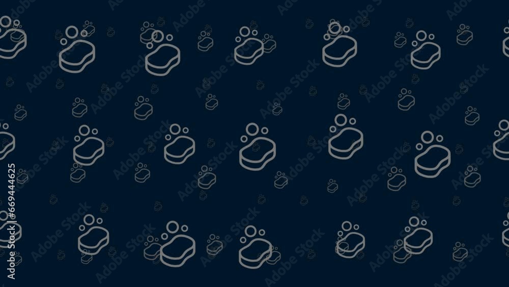 Soap symbols float horizontally from left to right. Parallax fly effect ...