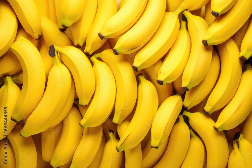 Yellow bananas background. Bio Fruit and vegetables market displays ...