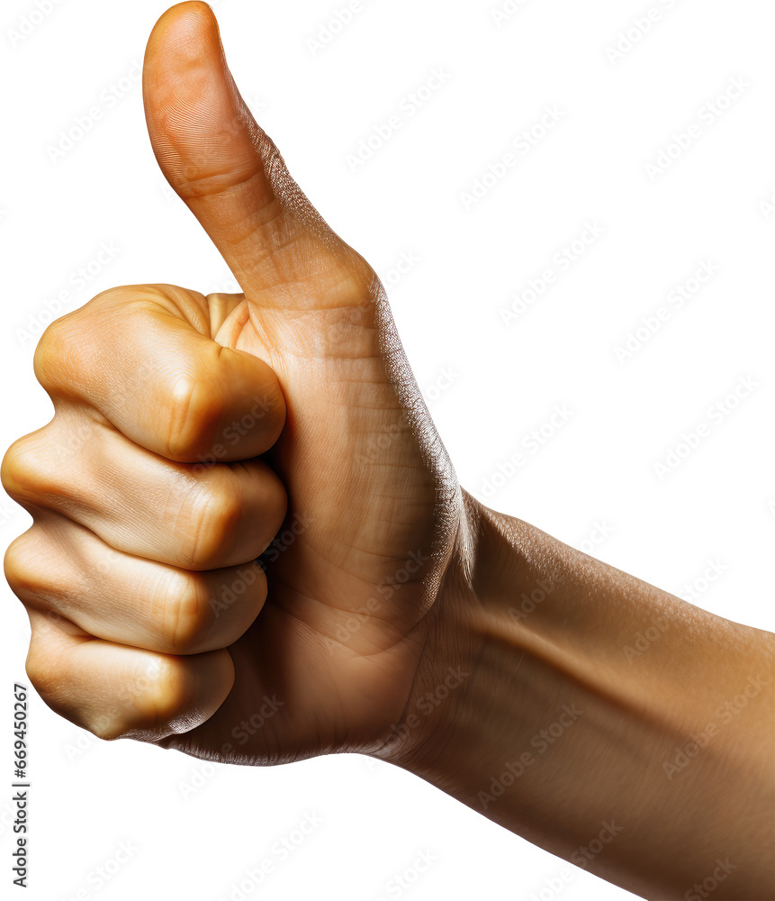 Thumbs-up hand gesture isolated on a transparent background Stock ...