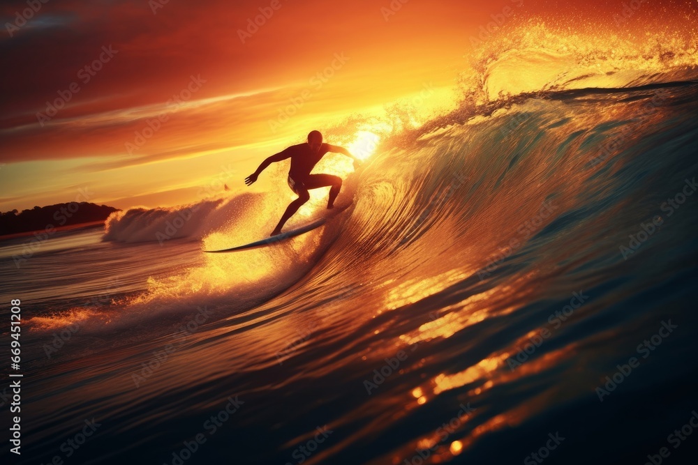 Surfer surfboard ride on the waves in the ocean, extreme sports ...