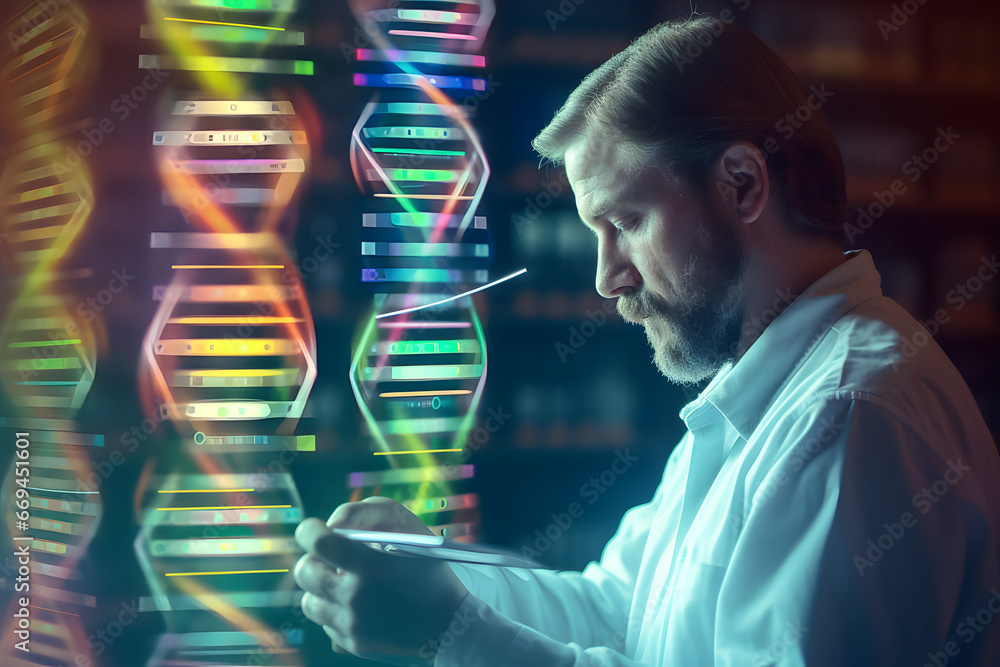 Scientist at Work in a Modern Laboratory, Exploring DNA Sequencing ...