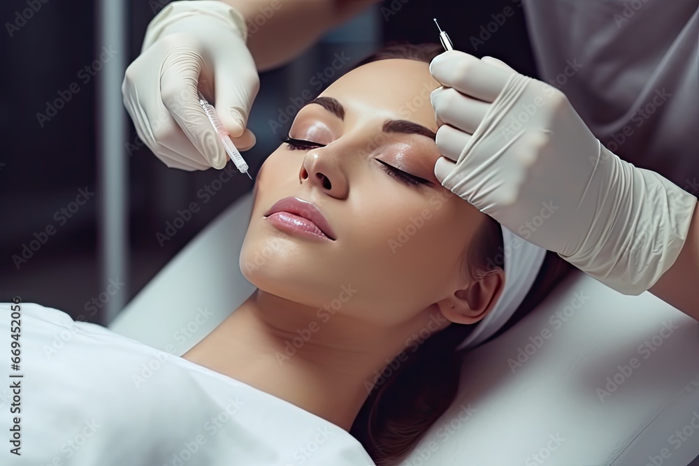 Girl Beautician Makes Injections on Face, Cosmetic Surgery, Aesthetic ...