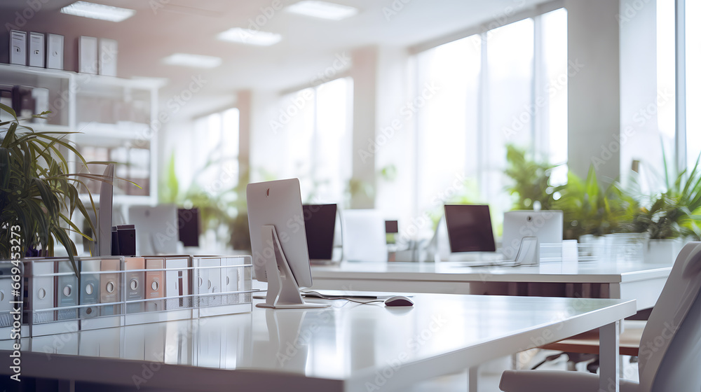White clear blurred empty office background. Light office for ...