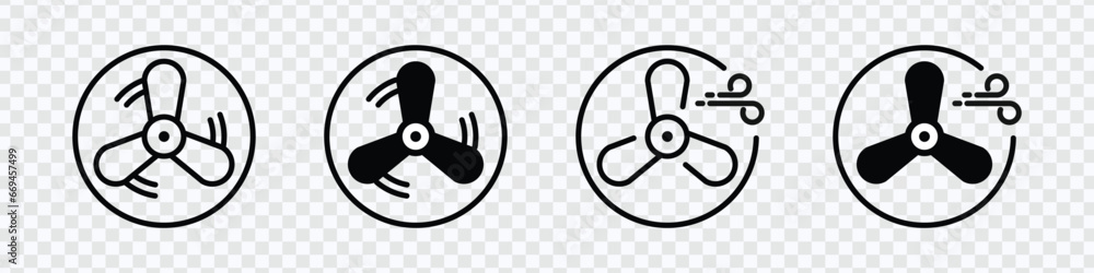 Fan icon set. Ventilator icons collection, Cooling fan vector icons set ...