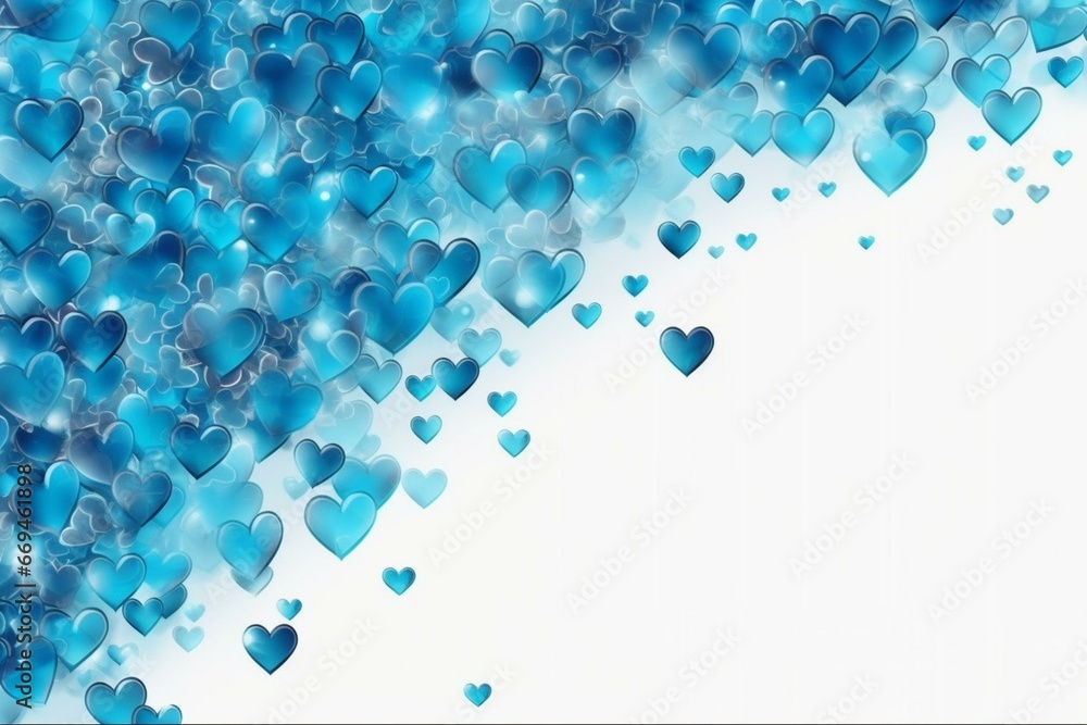 Blue hearts border on transparent background. Valentine's day or Father ...