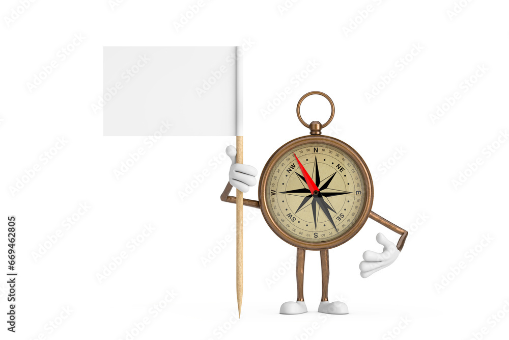 Antique Vintage Brass Compass Cartoon Person Character Mascot with ...