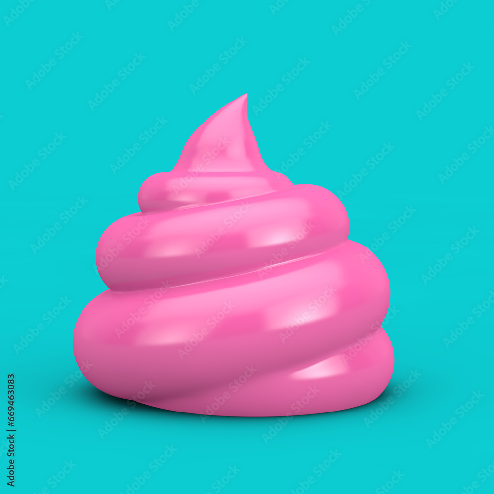 Pink Piece of Shit Cartoon Poop Icon in Duotone Style. 3d Rendering ...