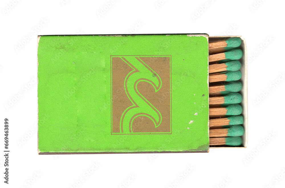 vintage old retro frayed matchbox with matches on transparent png ...