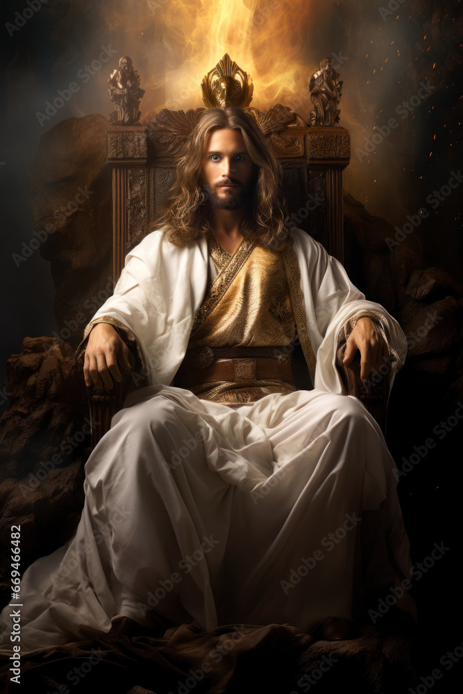 Jesus Christ seated on the throne in the most holy place of the ...