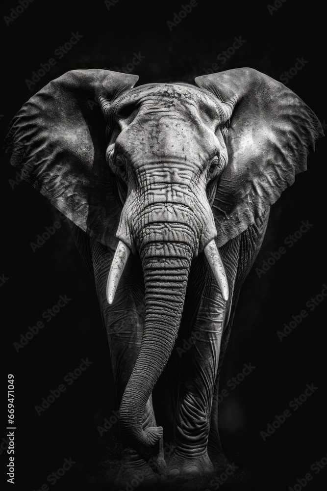 High resolution HD photo of Elephant, black background, detailed ...