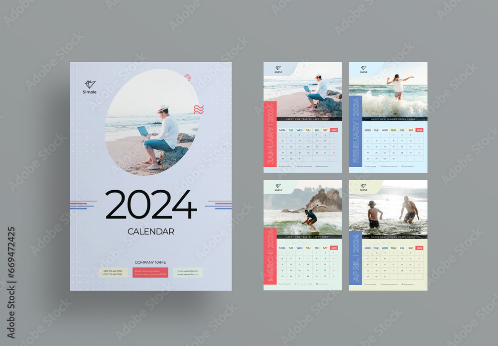 2024 Calendar Layout Stock Template | Adobe Stock