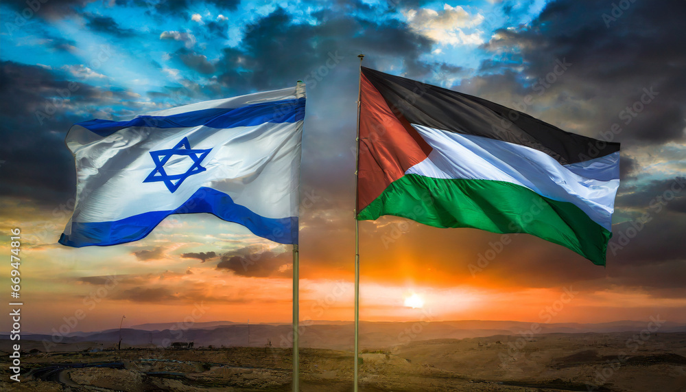 Israeli and Palestinian flags, side by side symbolize hope for a future ...