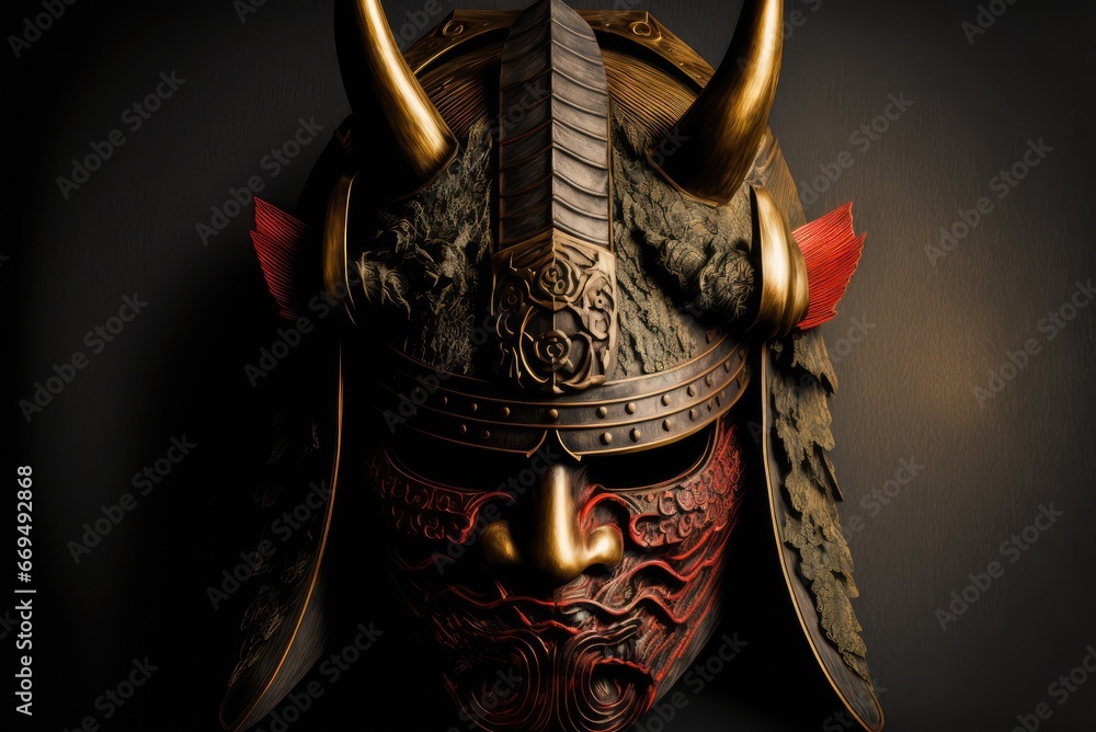 Angry Japanese demon mask AI generative illustration Stock Illustration ...
