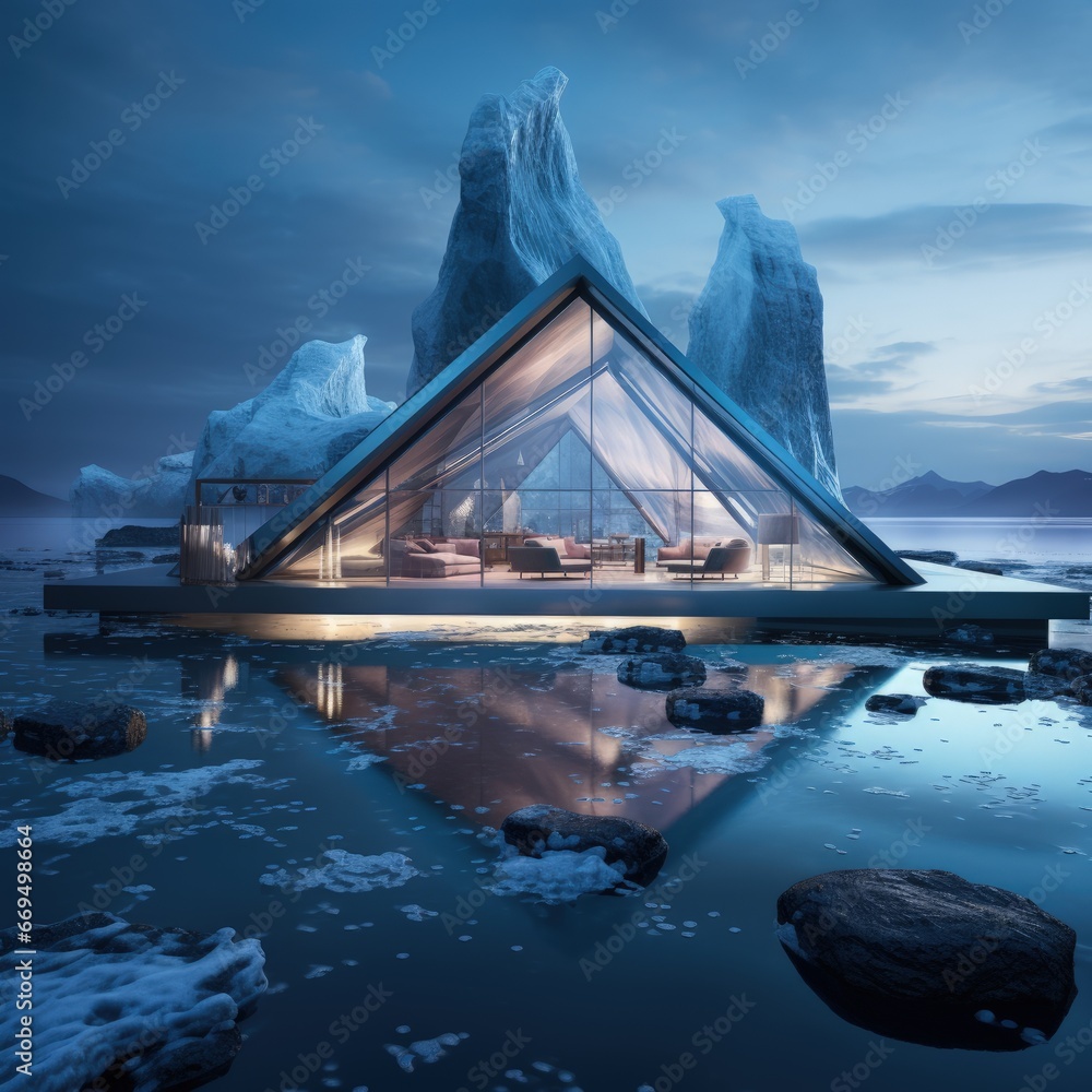 A house of the future built in an iceberg in Anarctica. Future living ...