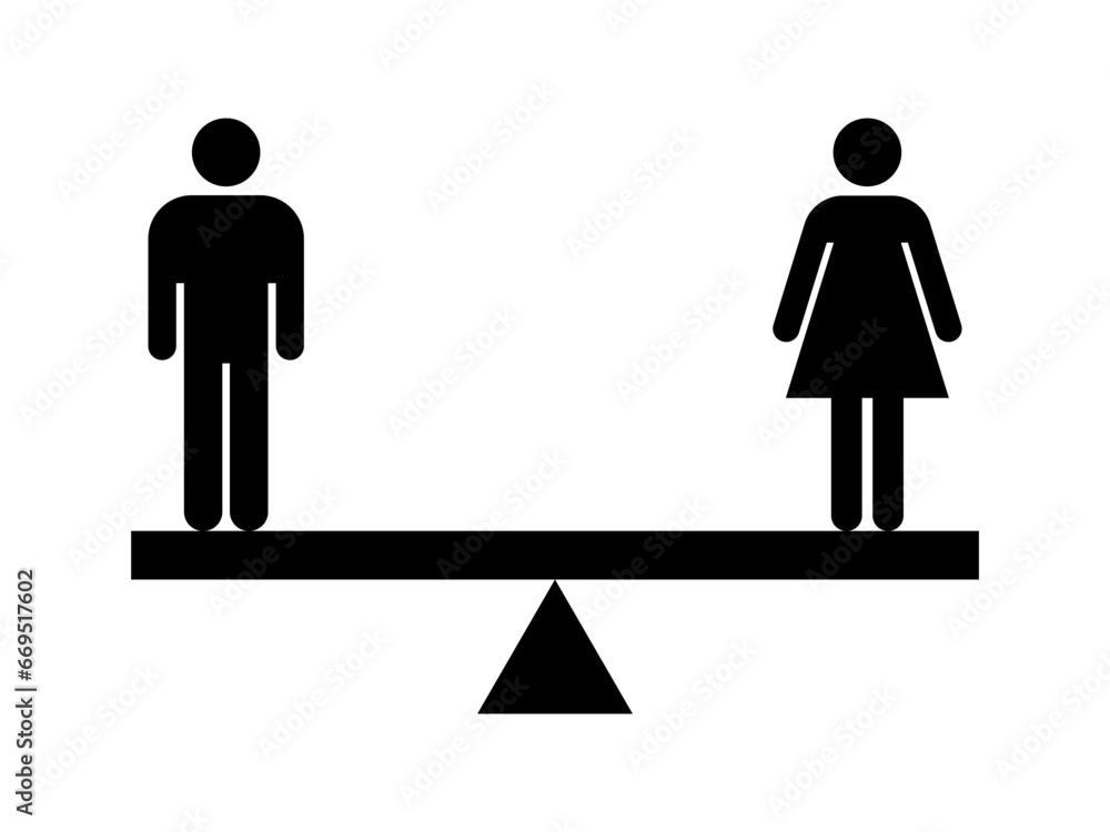 Gender equality Concept. Man and Woman signs showing equal weight Stock ...