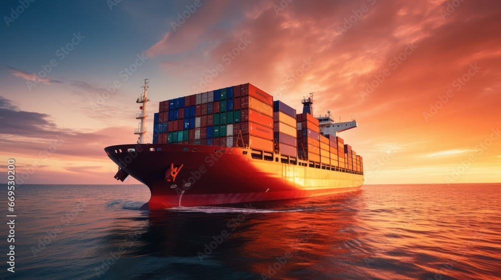 Container ship on ocean, Business logistic import - export transport ...