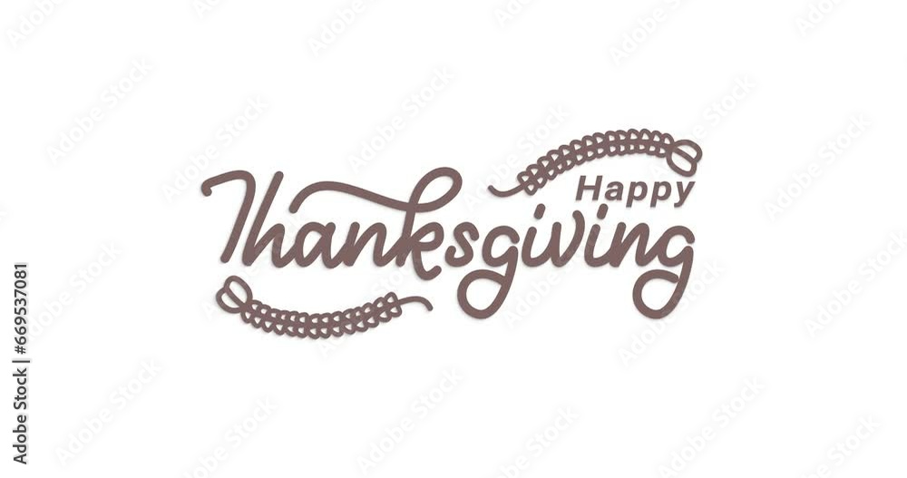 Happy Thanksgiving Lettering Text animation with alpha channel ...