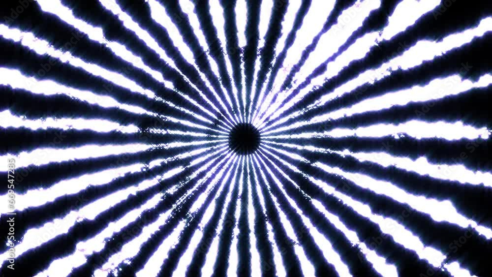 Glittering neon blue radial beams emit violet-colored energy in motion ...