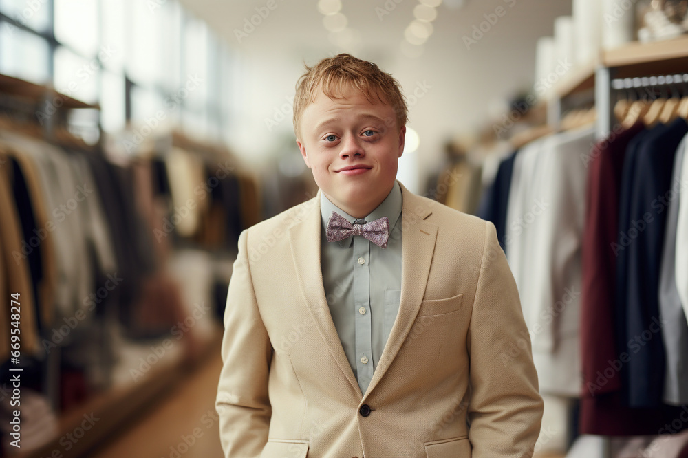 Business communication, a young entrepreneur with Down syndrome ...