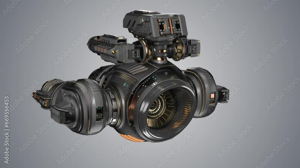 Futuristic gunship or very detailed flying military machine with heavy ...