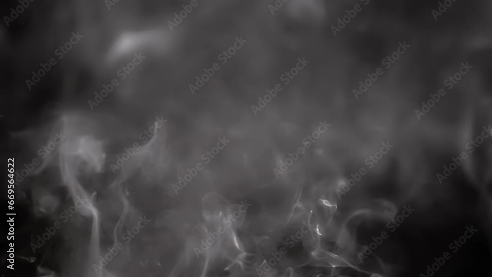 Curls of White Smoke Rise Up, Filling Empty Space. Black Background ...