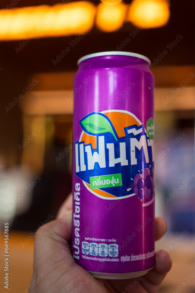 Bangkok, Thailand - October 8, 2023: Fanta tin can soda grape taste ...