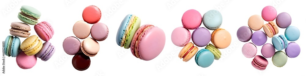 Macaroon Macaron, group assortment top view on transparent background ...