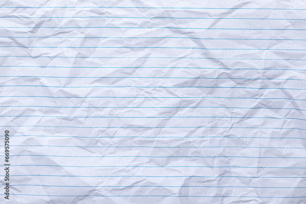 Top view empty rumpled lined paper with wrinkled. Notebook lined paper ...