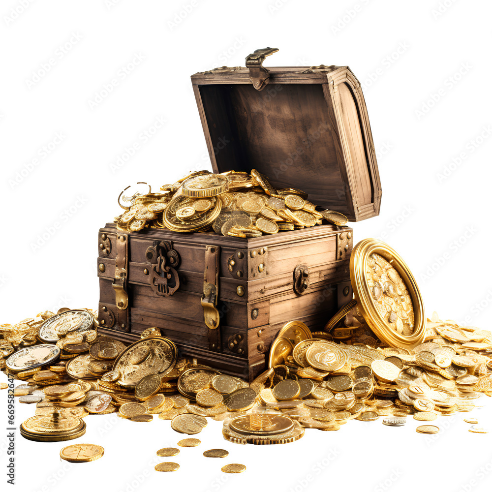 Lots of treasures and gold coins on transparent background PNG Stock ...