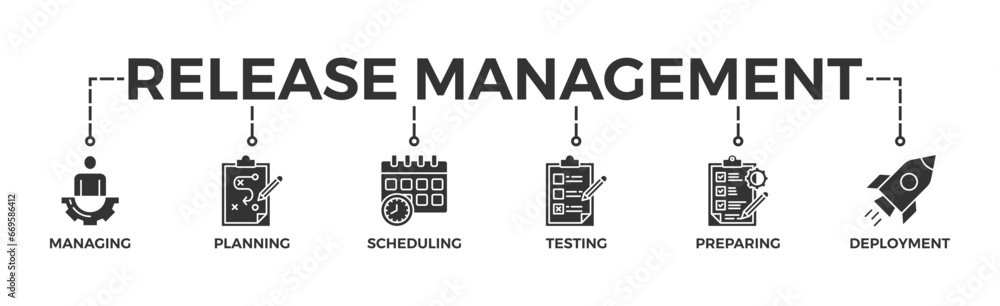 Release management banner web icon vector illustration concept with ... Release management banner web icon vector illustration concept with ...