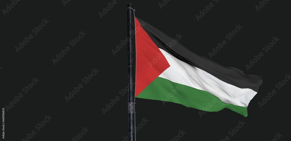 palestine - the Palestinian flag, a flag waving in the hand - 3D image ...