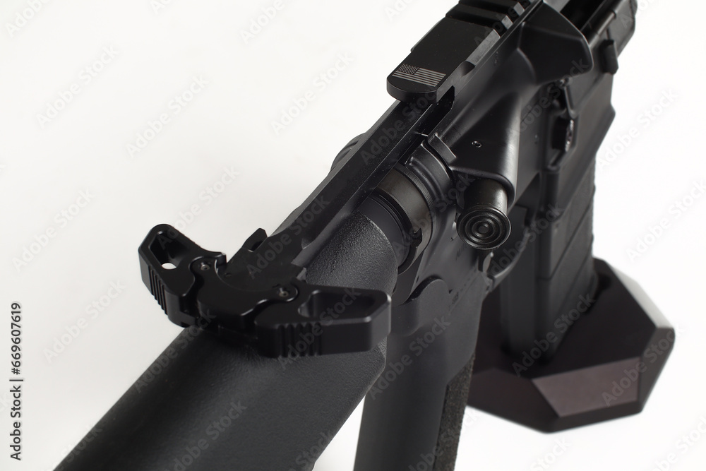 AR15 carbine, modern automatic black rifle isolated on white background ...