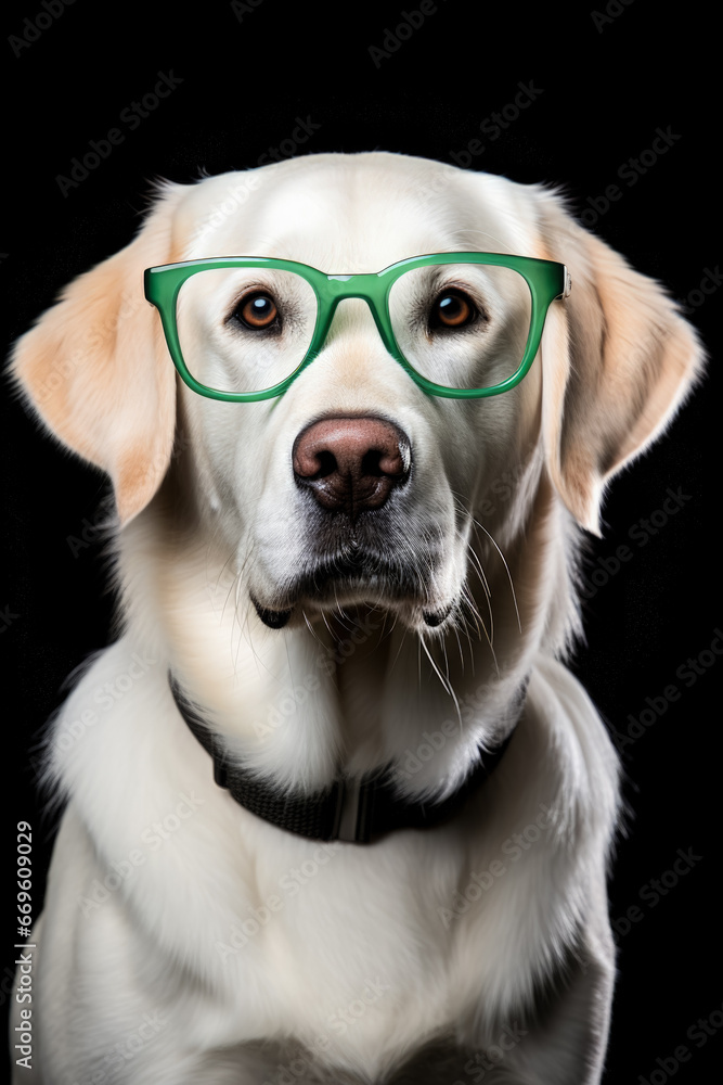 Labrador Retriever wearing 2023 glasses and holiday bow tie isolated on ...