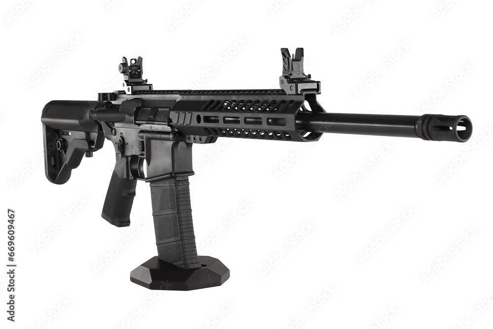 AR15 carbine, modern automatic black rifle isolated on white background ...