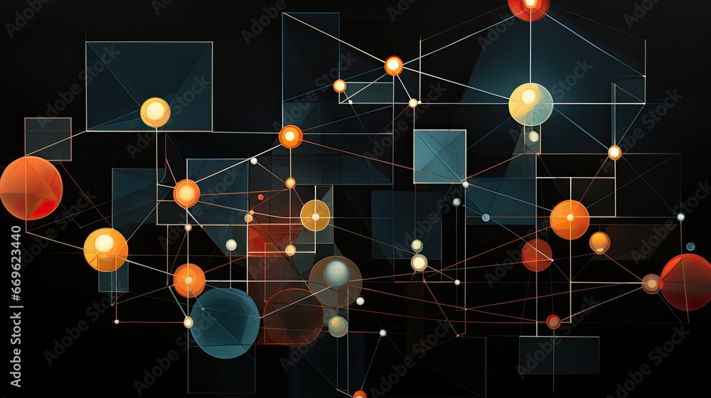 AI-generated abstract illustration of nodes and connectors. MidJourney ...