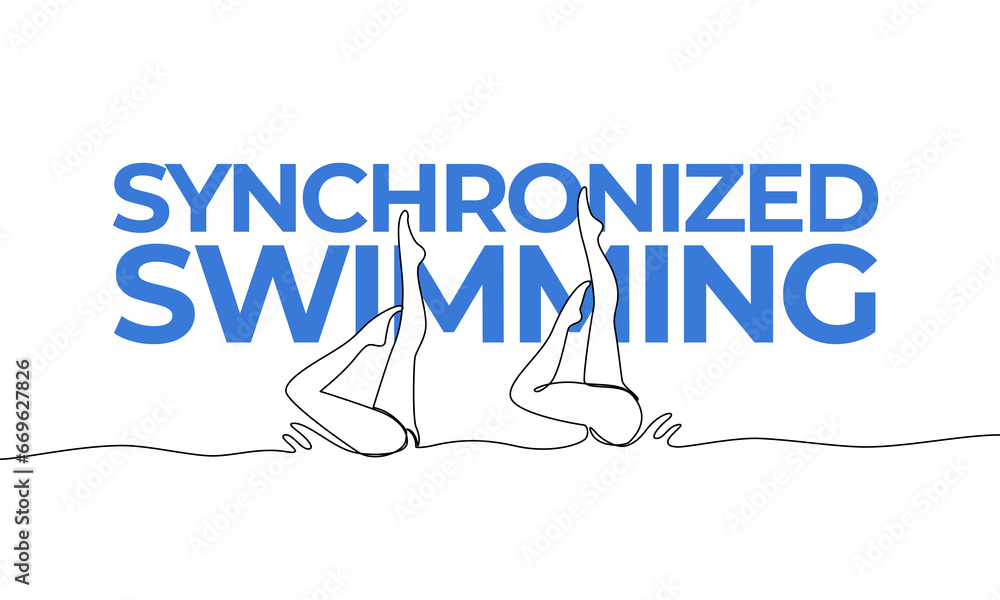 Single continuous drawing. Synchronized swimming, artistic swimming ...