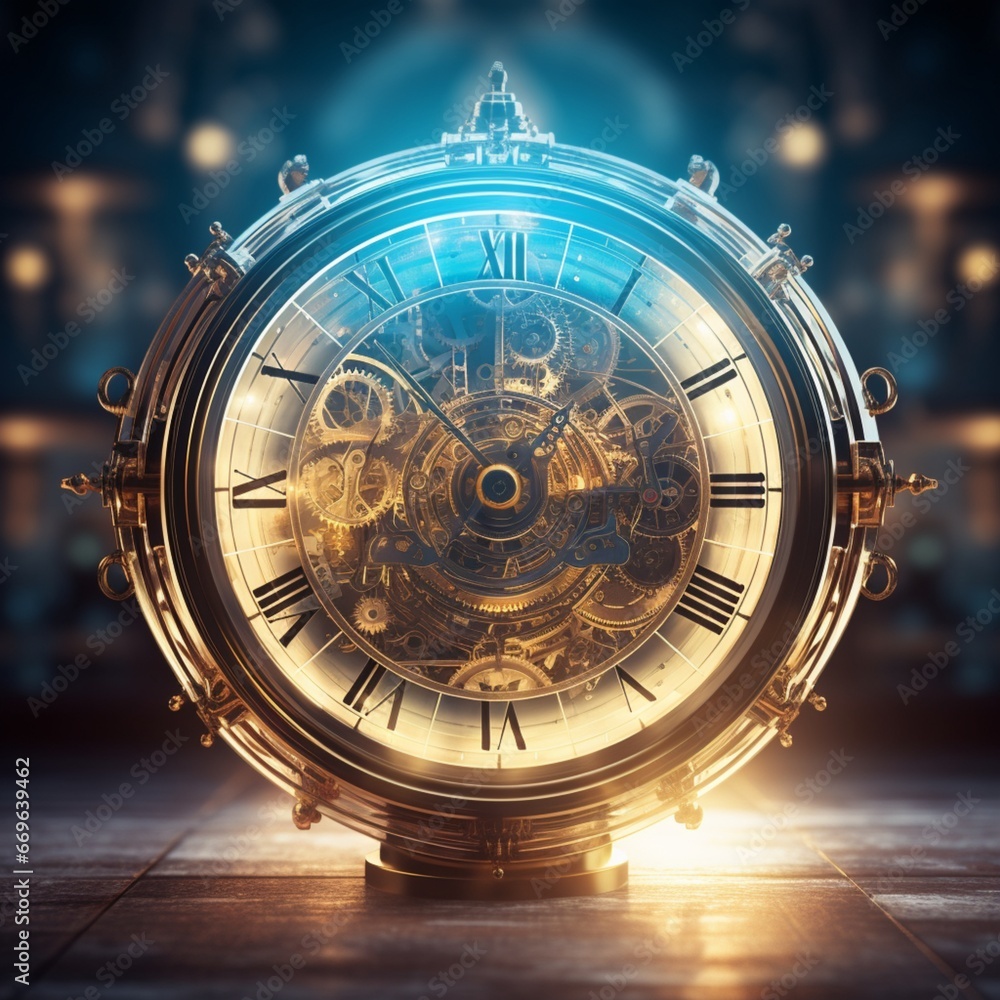 Time machine clock with energy and light around it. Stock Illustration ...