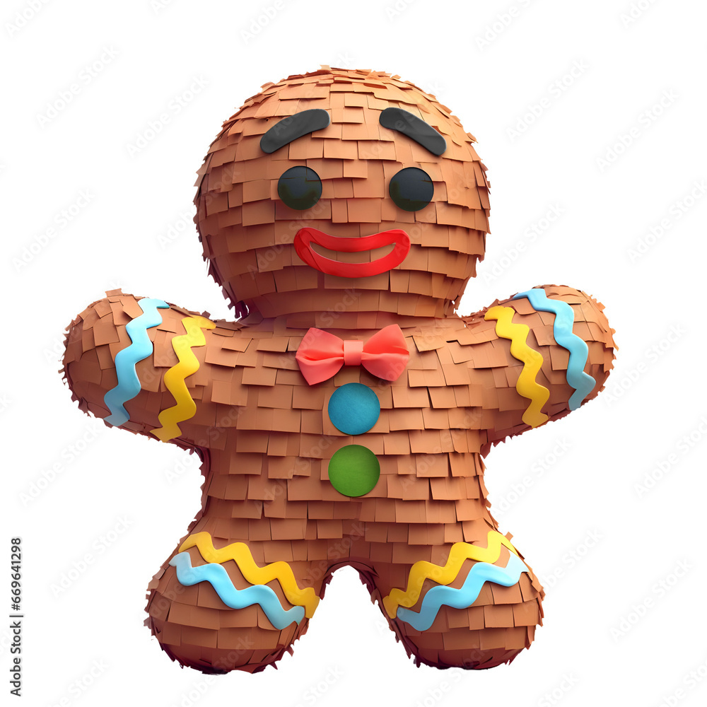 Gingerbread man Xmas pinata made out of papier-mache. 3D design ...