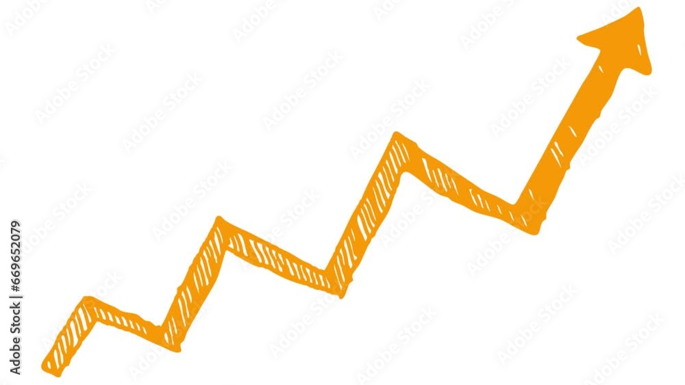 Animated financial growth chart with trend line graph. orange icon of ...
