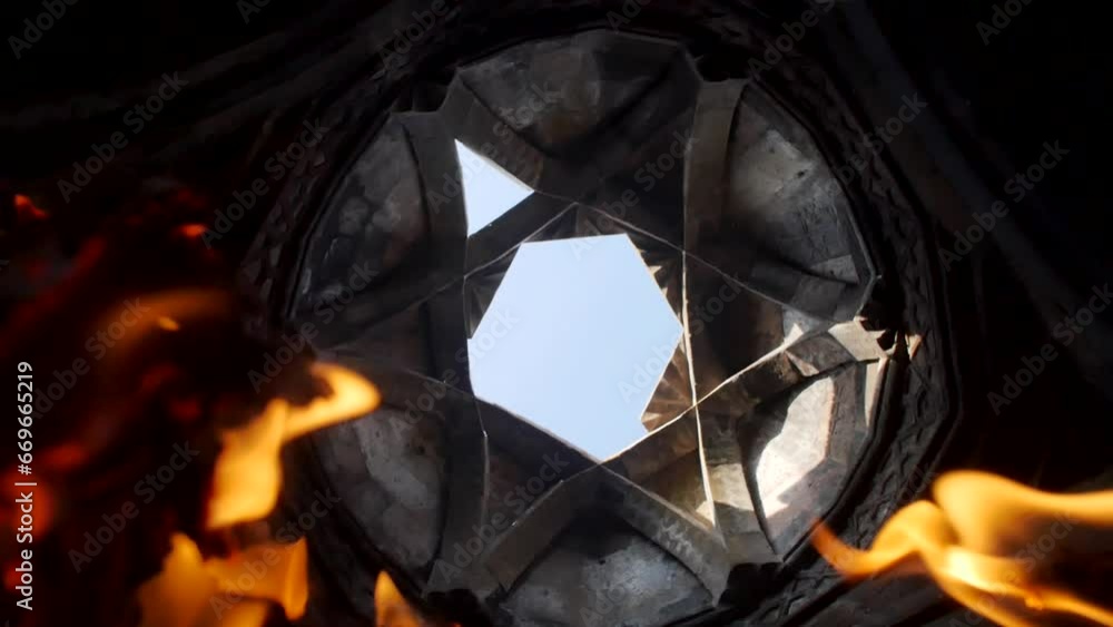 fire flame and Jewish symbol Star of David of the Jewish king in the ...