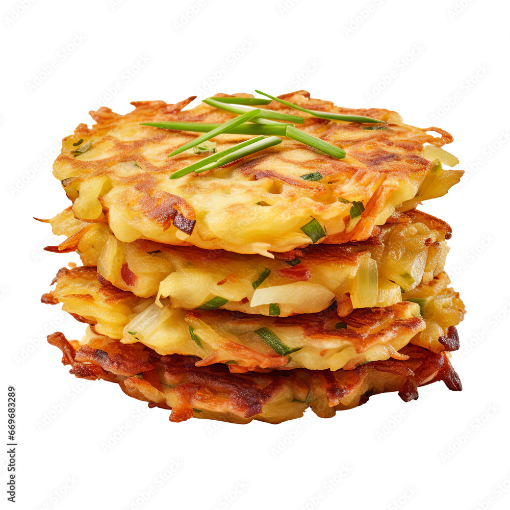 Fried Potato latkes isolated on transparent background PNG Stock Photo ...