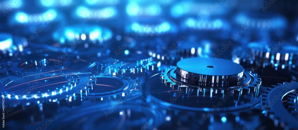 Cyber background with gear gears shown through artificial intelligence ...