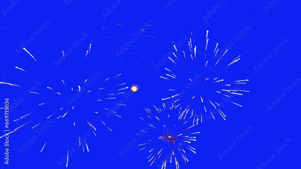 Abstract Real Firework on blue screen chroma key background, 4th of ...