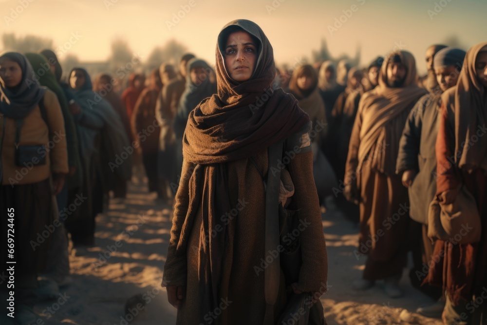 Emigrants refugees, people fleeing desperation, leaving their homes in ...