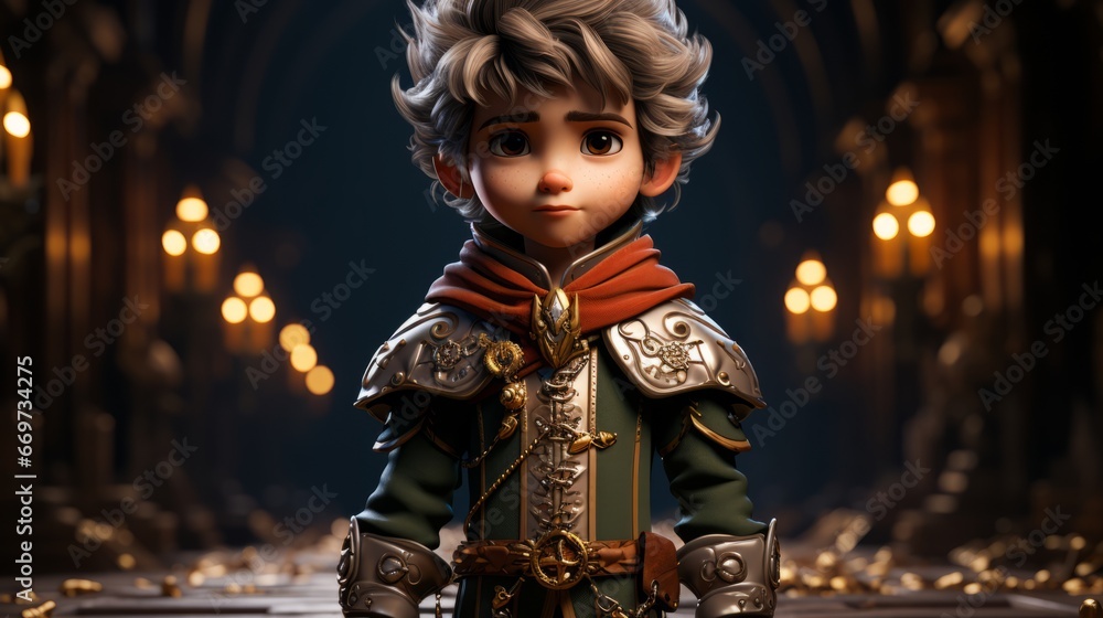 statue of the knight, christmas elf rogue in leather armor, generative ...